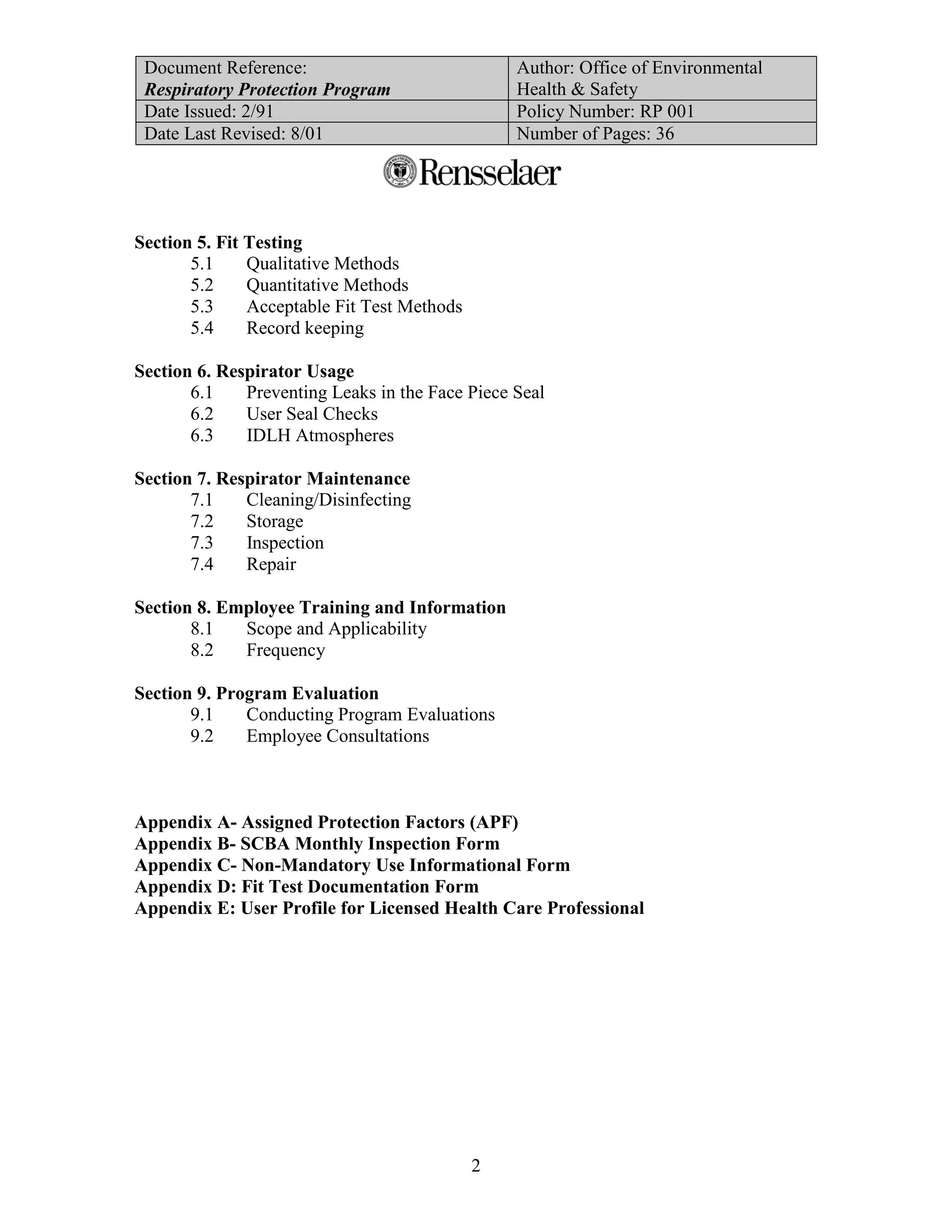 Respiratory protection program | PDF