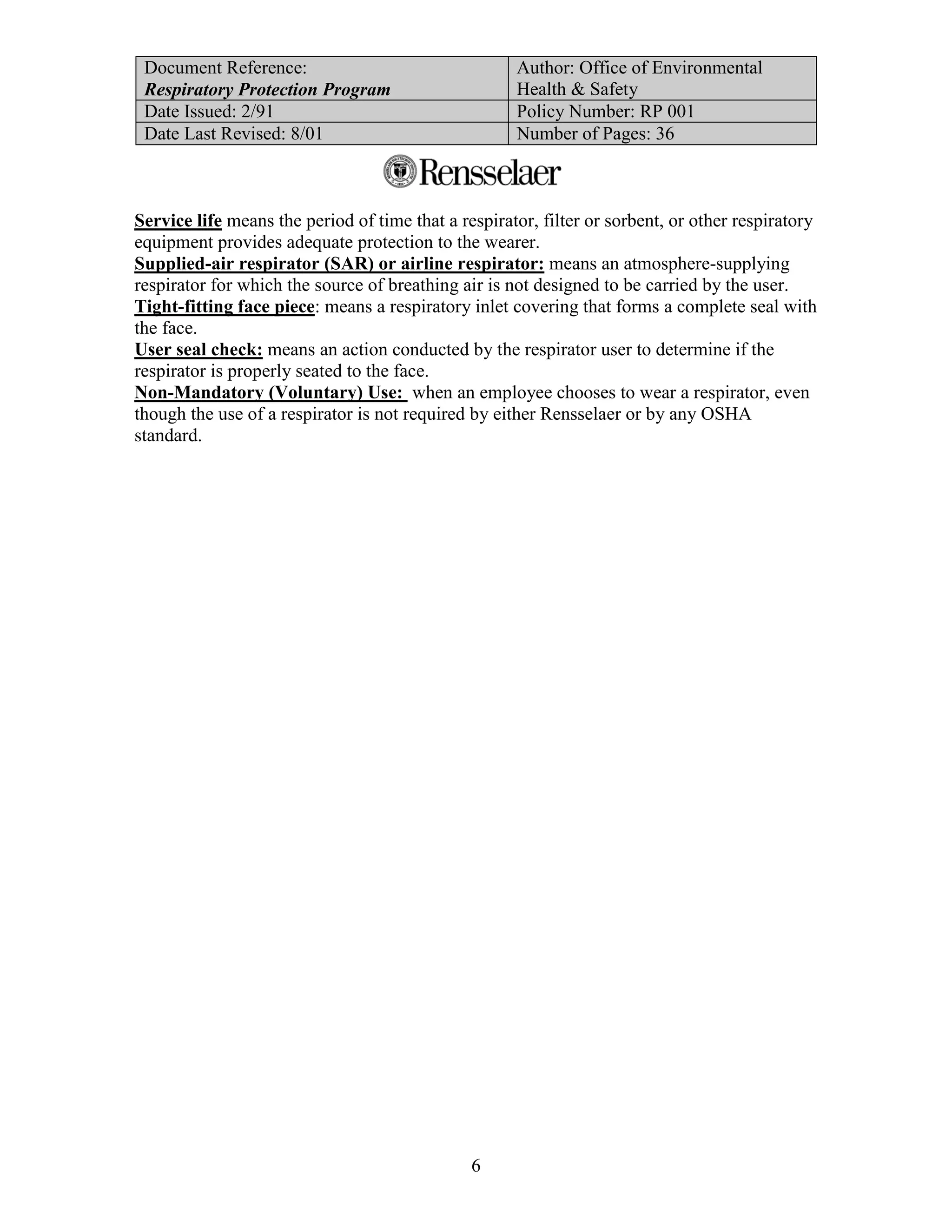 Respiratory protection program | PDF