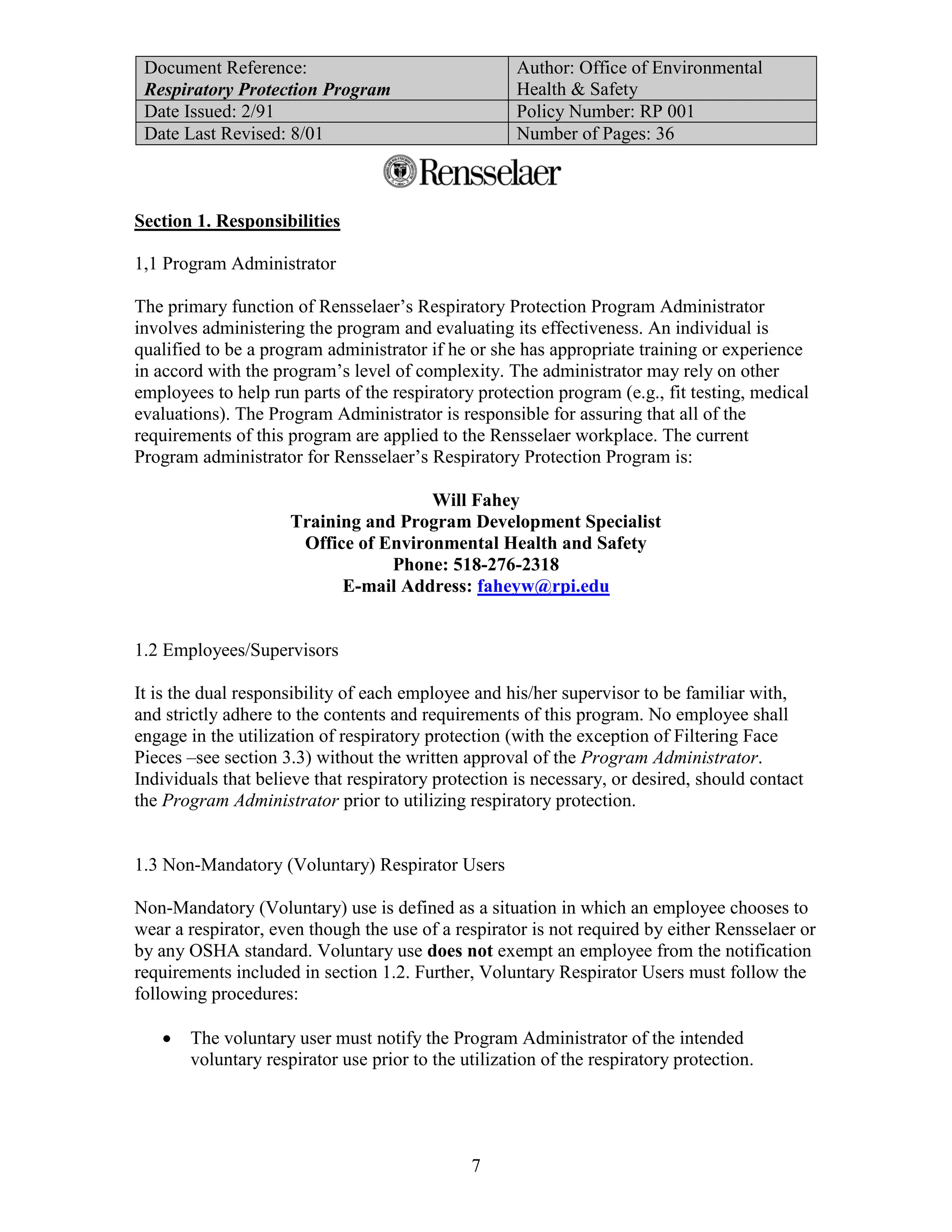 Respiratory protection program | PDF