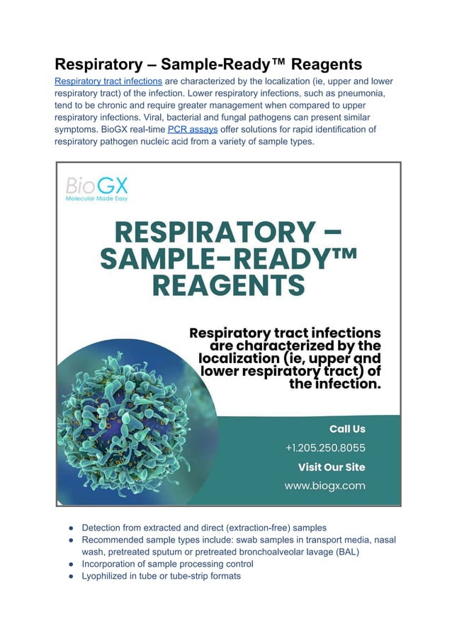 Respiratory – Sample-Ready™ Reagents.... | PDF