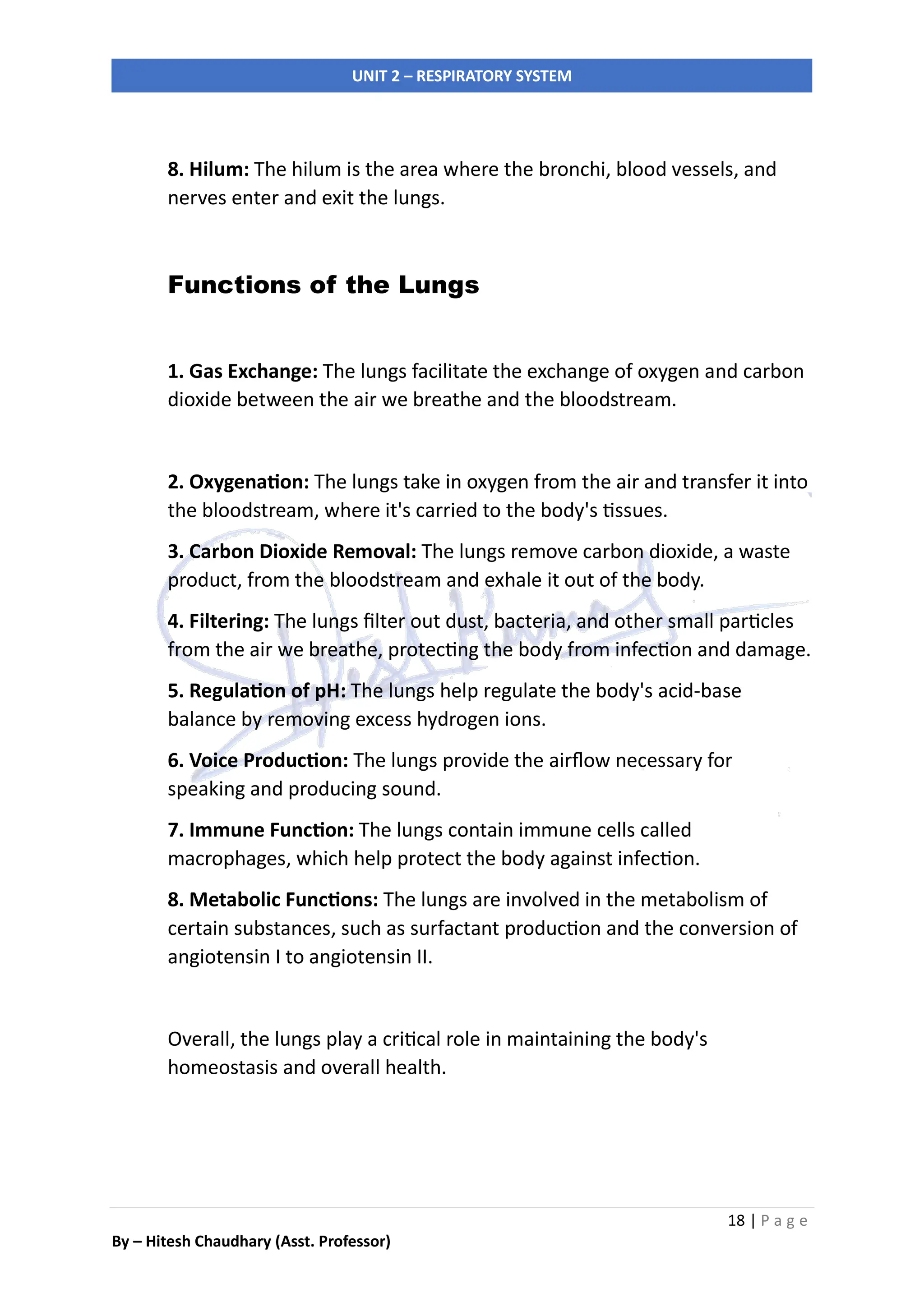 Respiratory System - Unit-2 of Anatomy & Physiology for Nursing ...