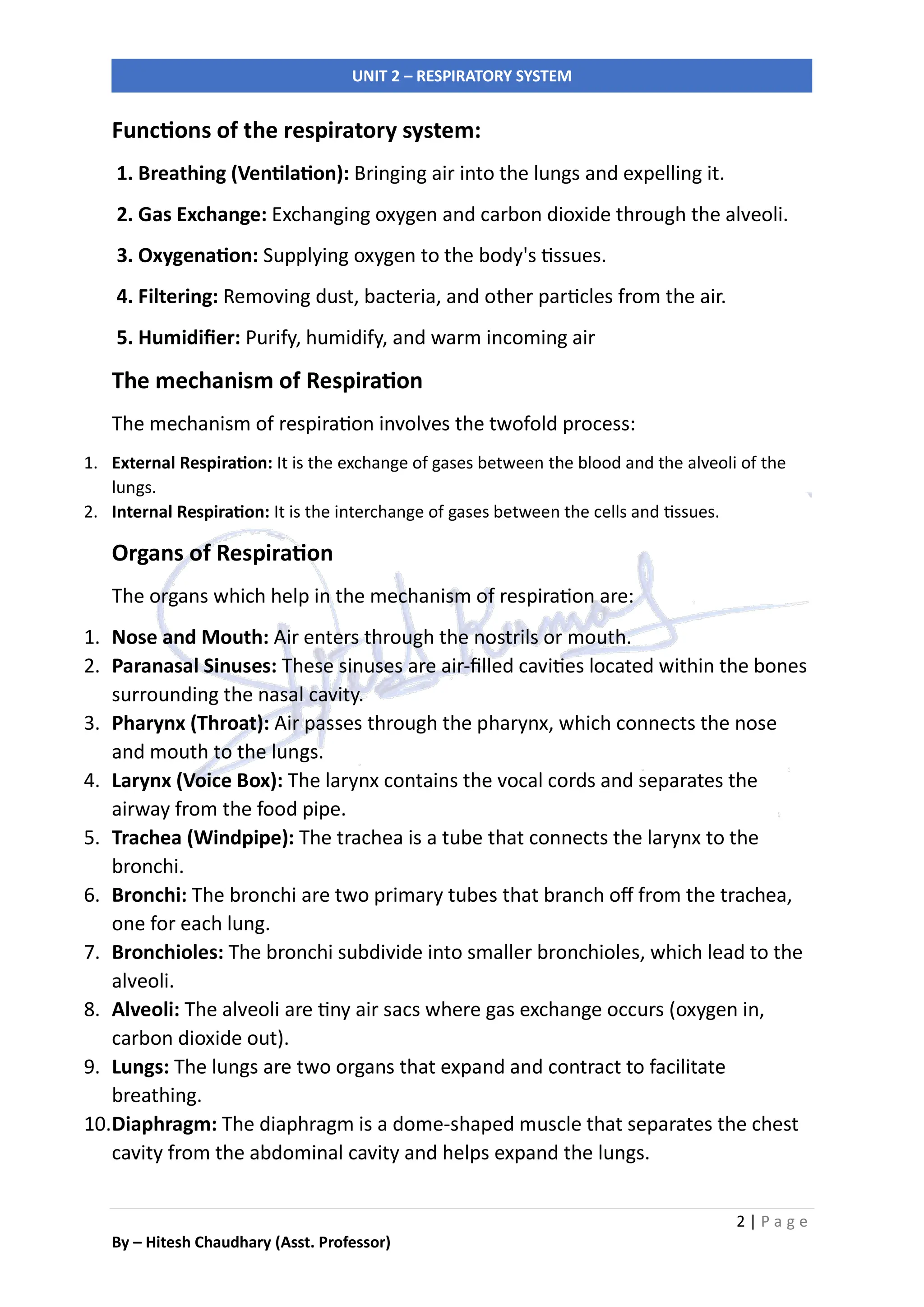 Respiratory System - Unit-2 of Anatomy & Physiology for Nursing ...