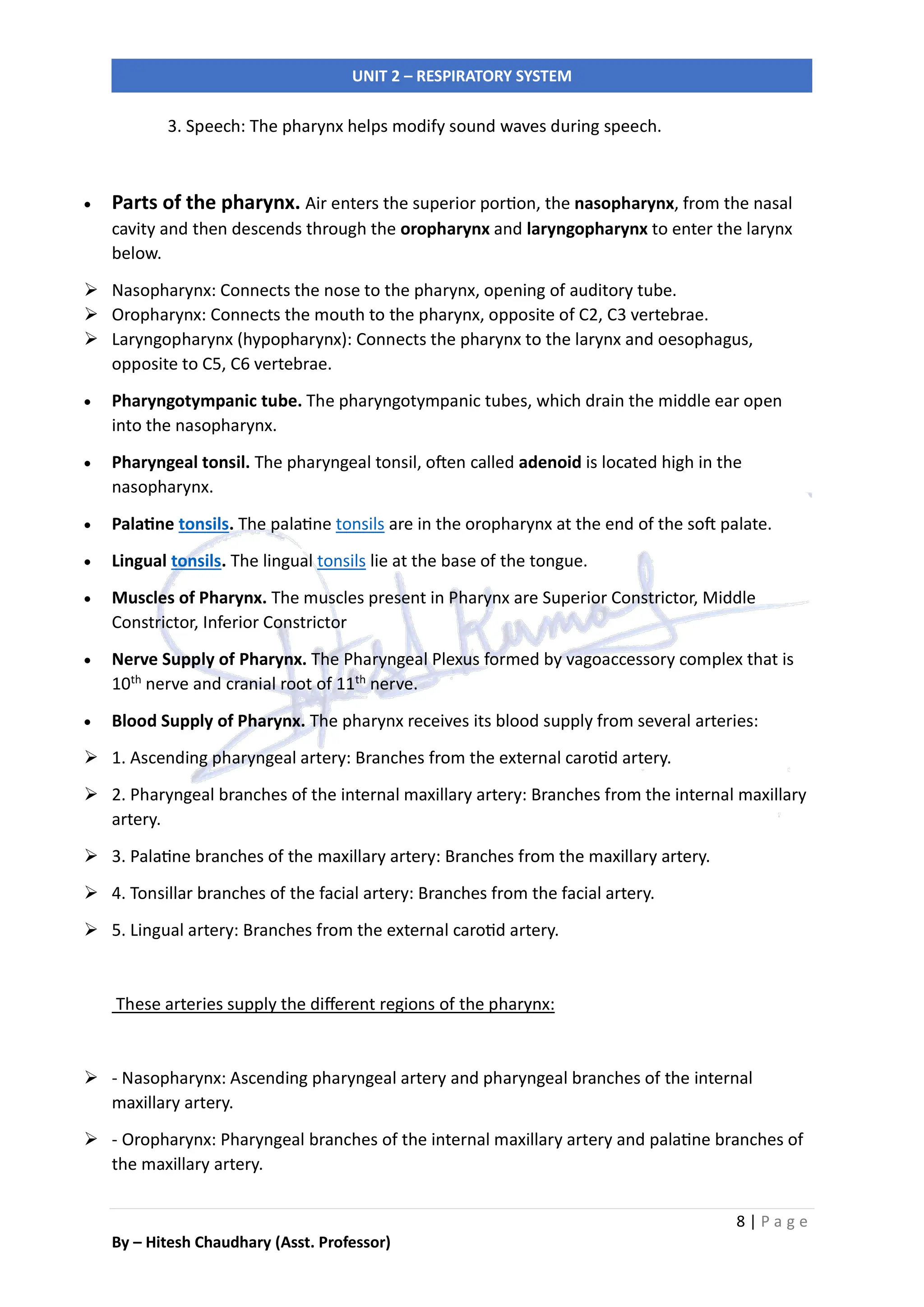 Respiratory System - Unit-2 of Anatomy & Physiology for Nursing ...
