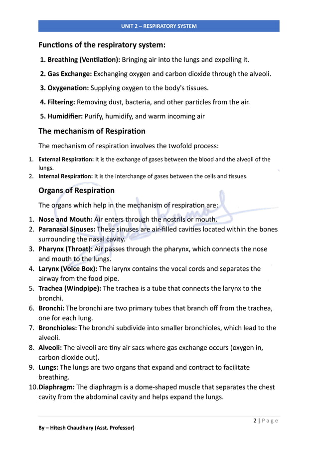Respiratory System - Unit-2 of Anatomy & Physiology for Nursing ...