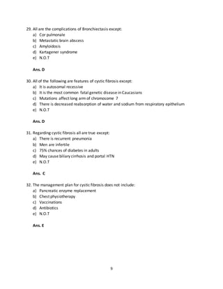 Medicine BCQs (Respiratory system BCQs) | PDF