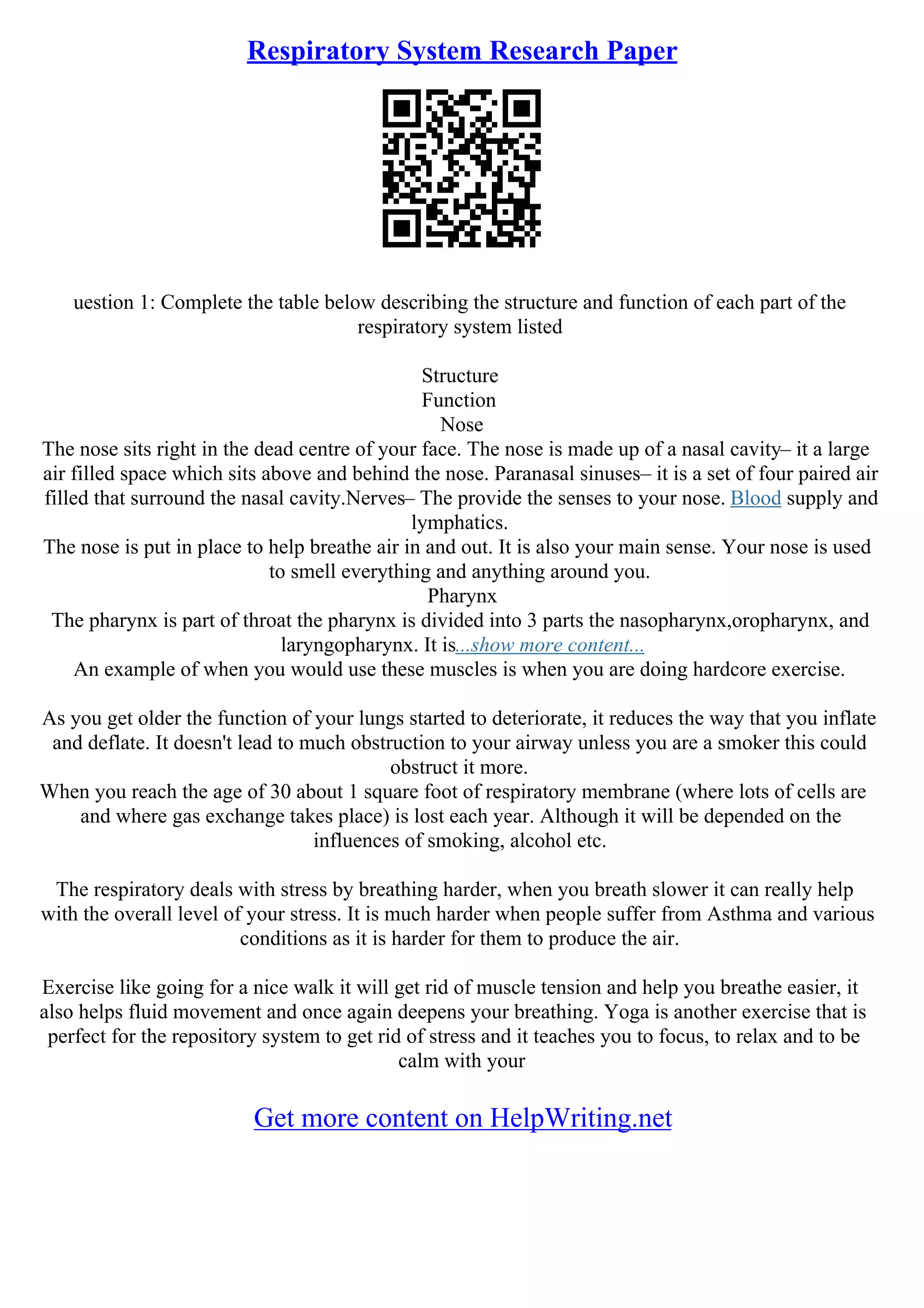 Respiratory System Essay | PDF