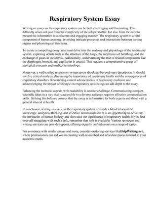 Respiratory System Essay | PDF