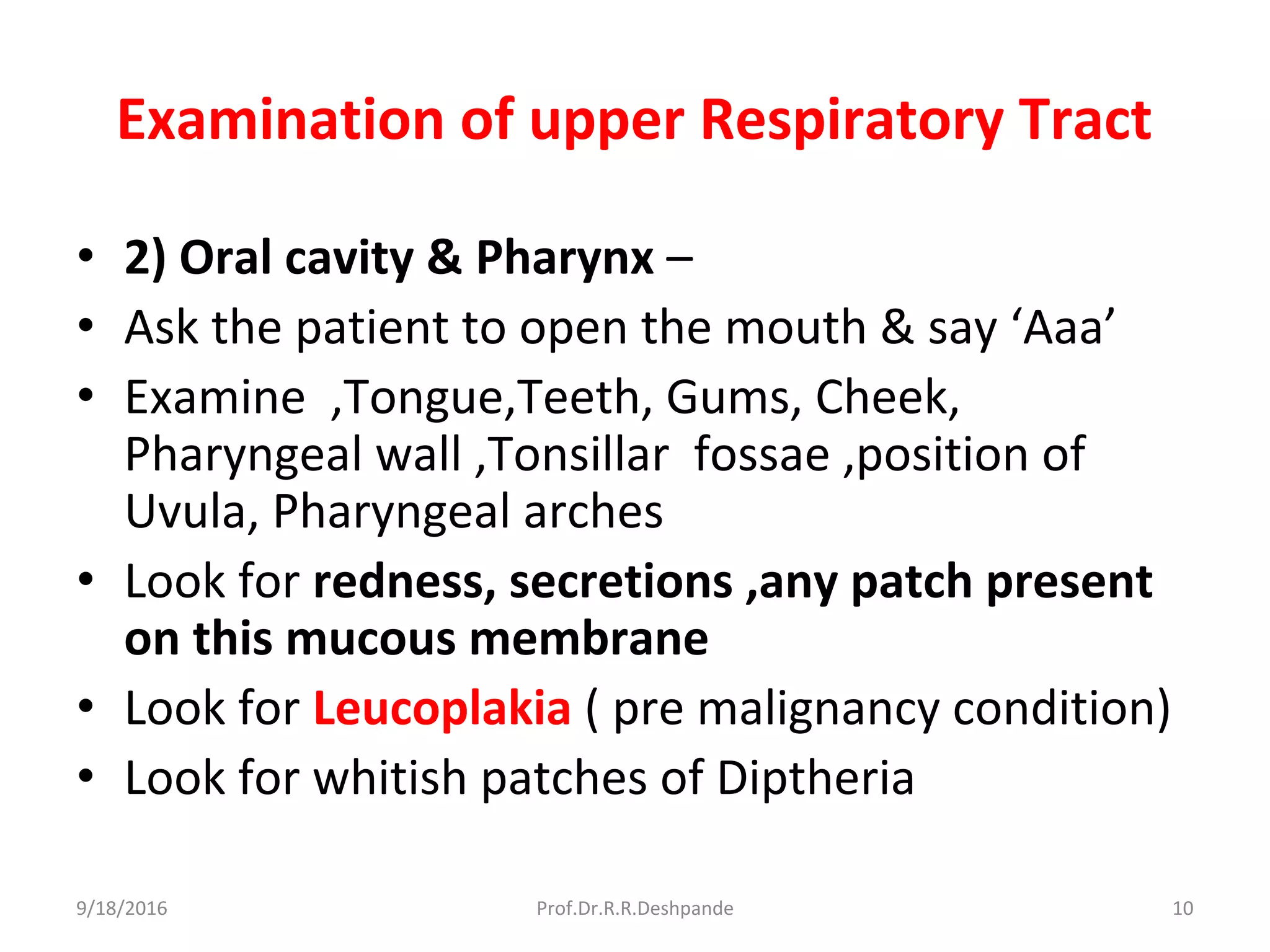Respiratory system examination | PDF