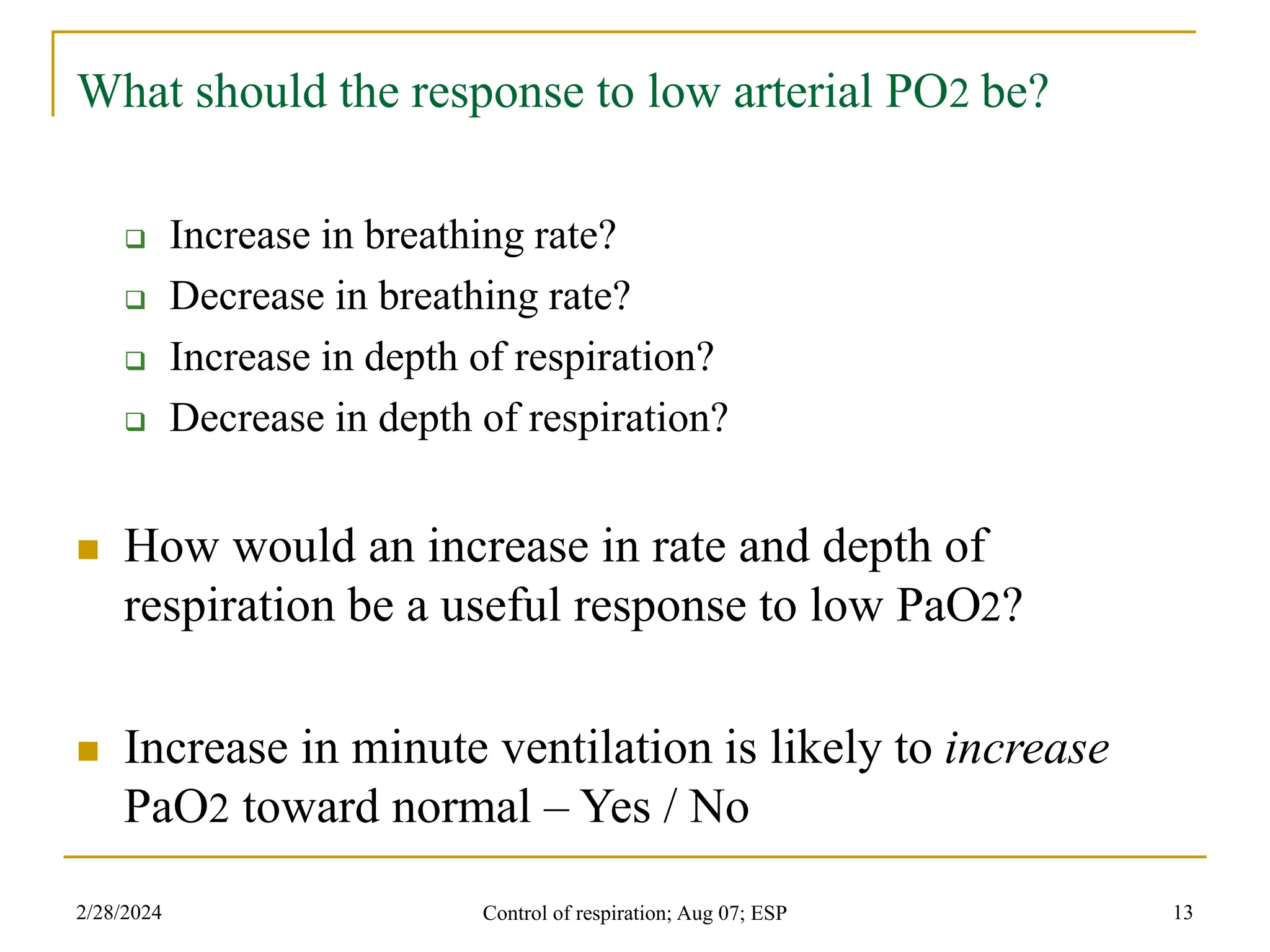 RESP MECHANISM- REGULATION OF RESPIRATION | PPT