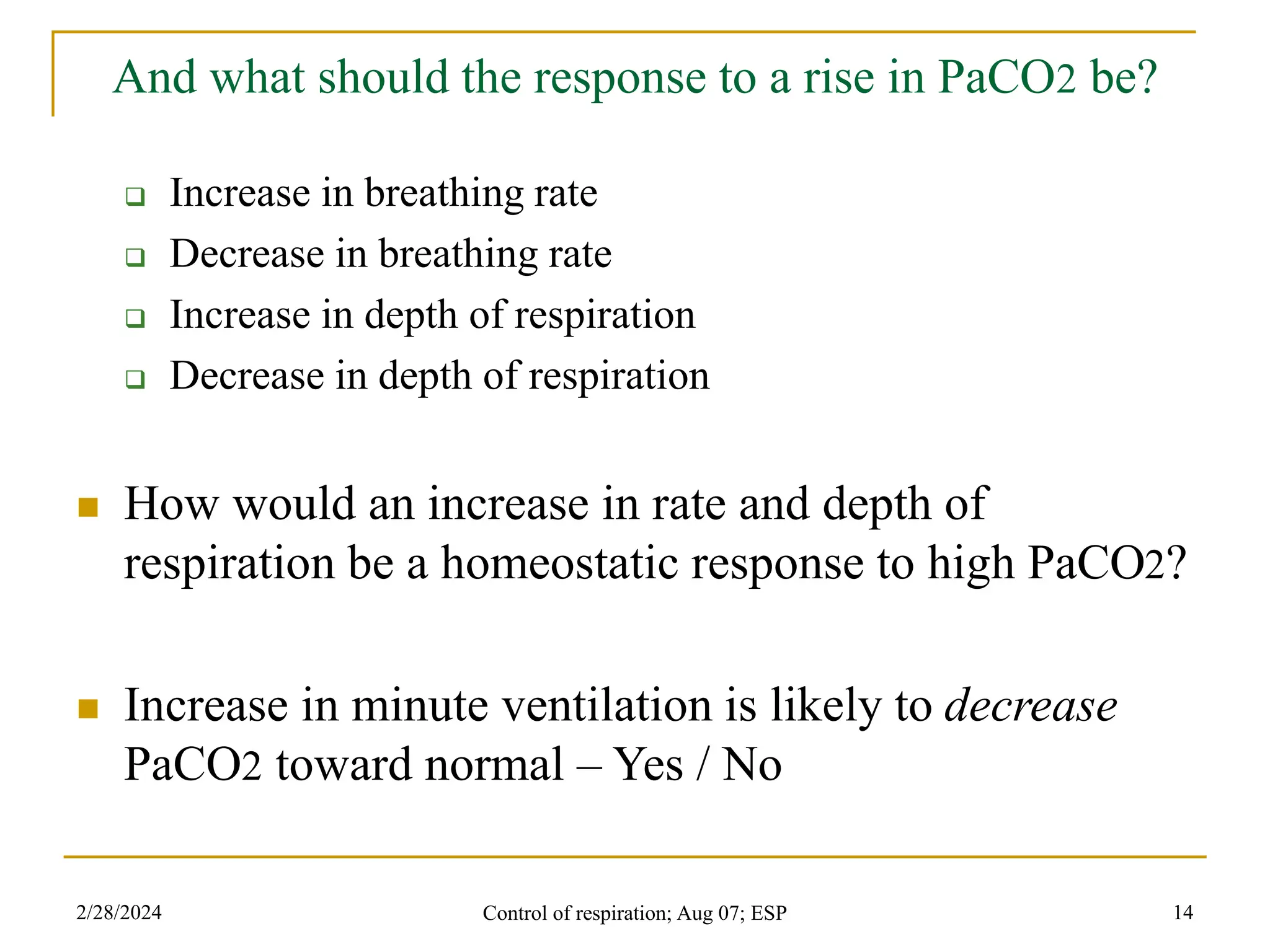 RESP MECHANISM- REGULATION OF RESPIRATION | PPT