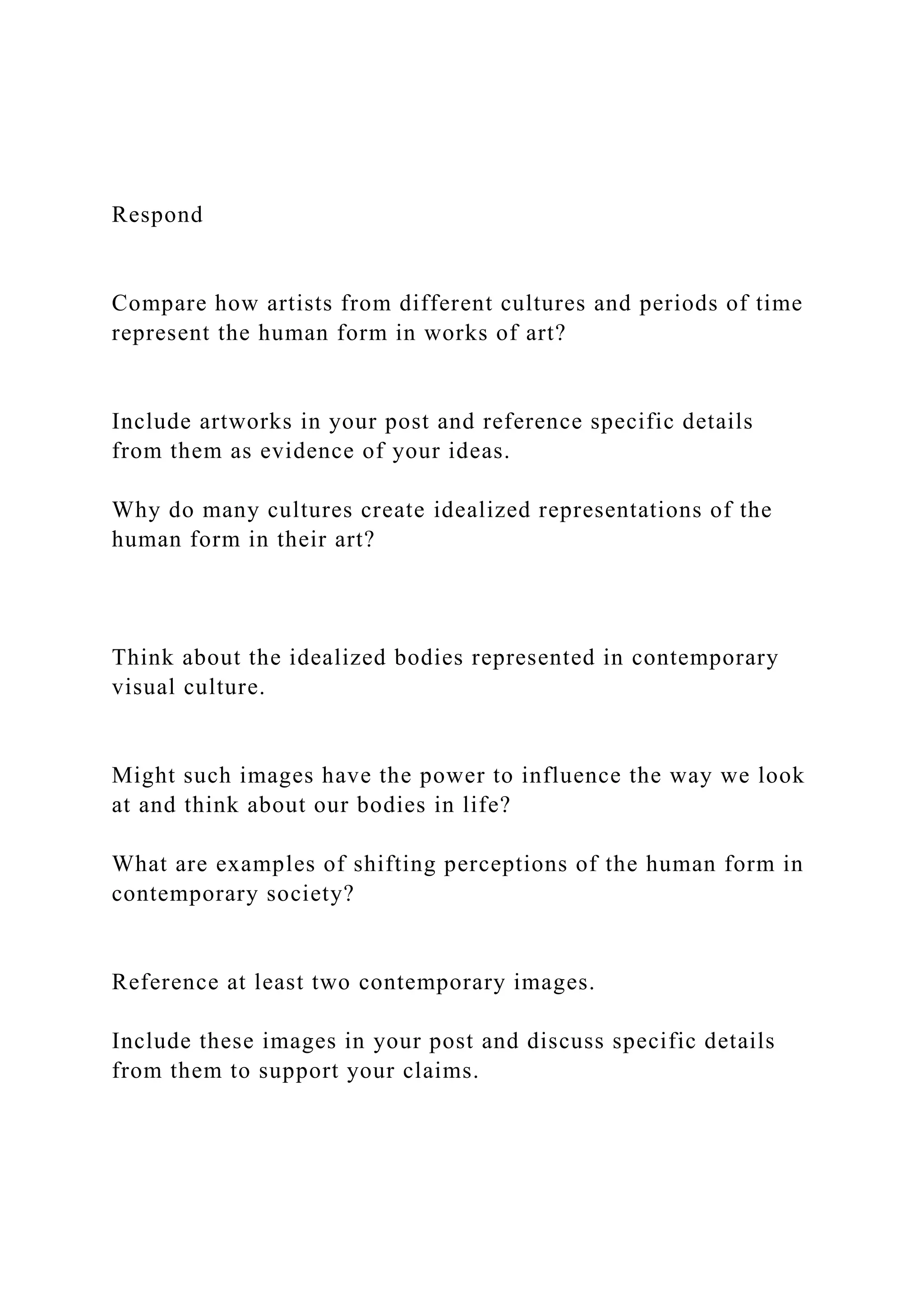 RespondCompare how artists from different cultures and per.docx