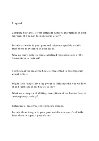 RespondCompare how artists from different cultures and per.docx
