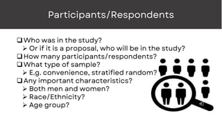 Respondents of the study RESEARCHMETHODS OF RESEARCH | PPTX