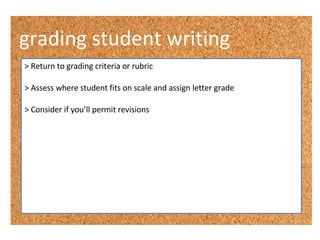 OTLA Workshop on Grading and Responding Fall 2008 | PPS