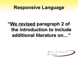 Responding to Reviewer's Comments | PPT