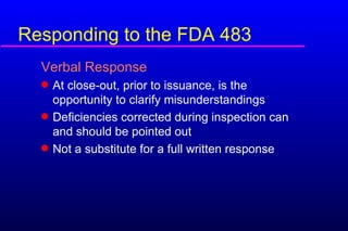 Responding To A 483and Warning Letter | PPT
