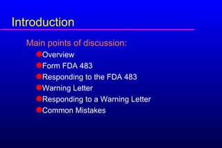 Responding To A 483and Warning Letter | PPT