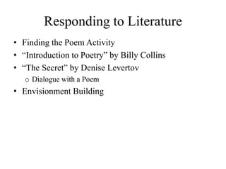 Responding to Literature | PPT