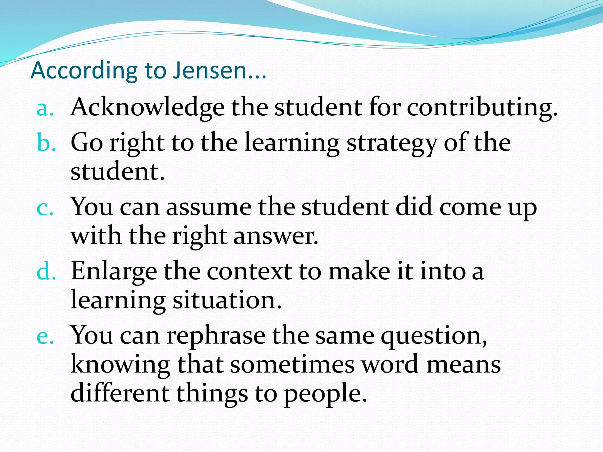 Responding to Student’s Answers | PPTX