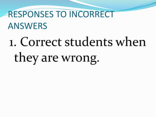 Responding to Student’s Answers | PPTX