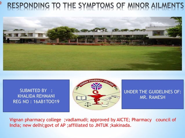 Responding to symptoms of minor ailments | PPTX