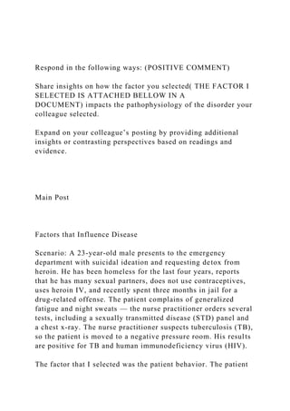 Respond in the following ways (POSITIVE COMMENT)Share insig