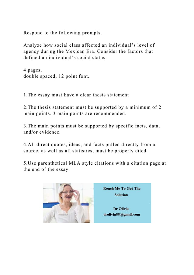 Respond to the following prompts.Analyze how social class affect | DOCX
