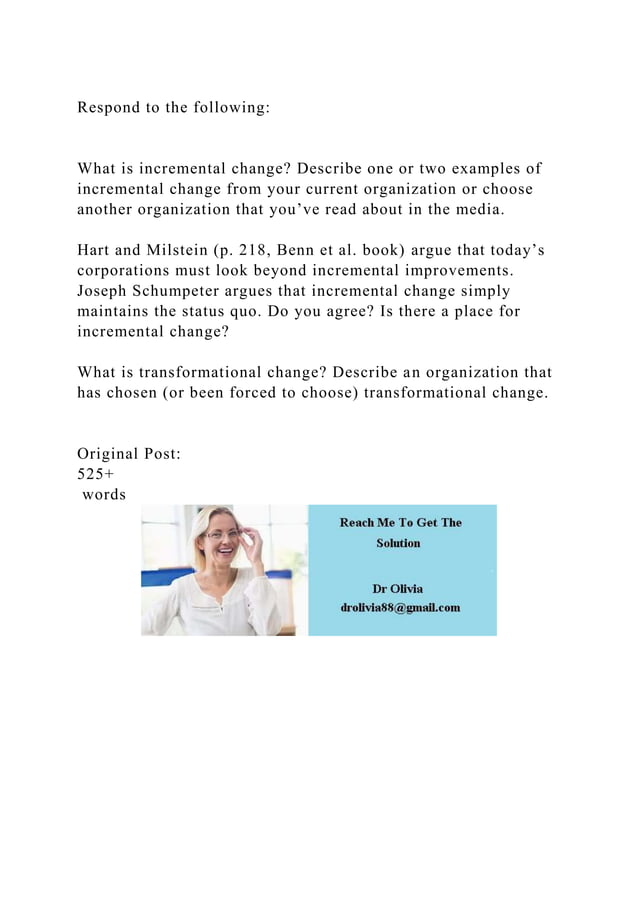 Respond to the followingWhat is incremental change Describe | DOCX