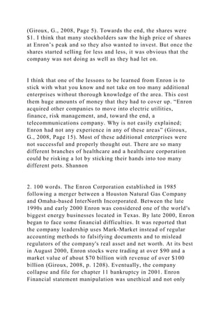 Respond to your classmates below in regard to the Enron case and how.docx