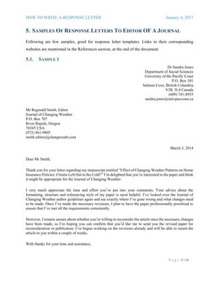 Response Letter to a Journal_2017 | PDF