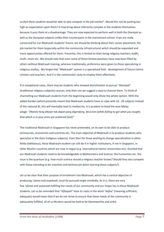 Response on the madrasah (slideshare) | PDF