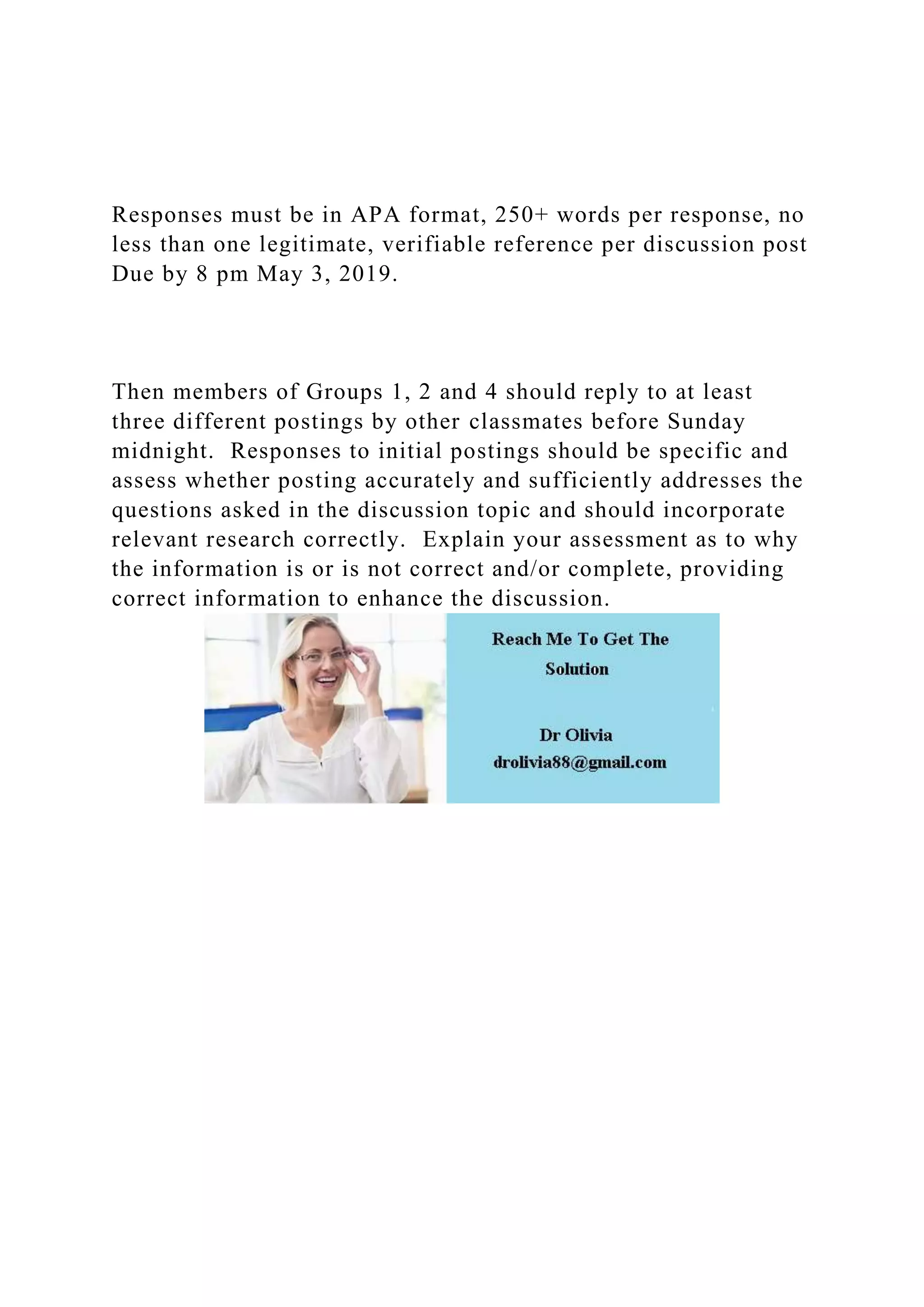 Responses must be in APA format, 250+ words per response, no les | DOCX