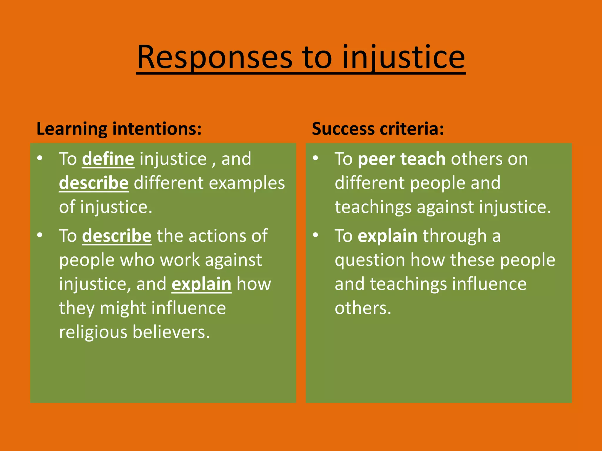 Responses to injustice | PPTX