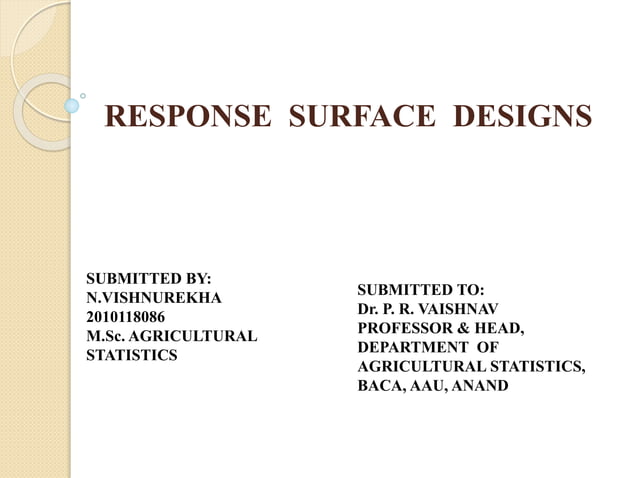 Response surface design | PPTX | Agriculture | Industries