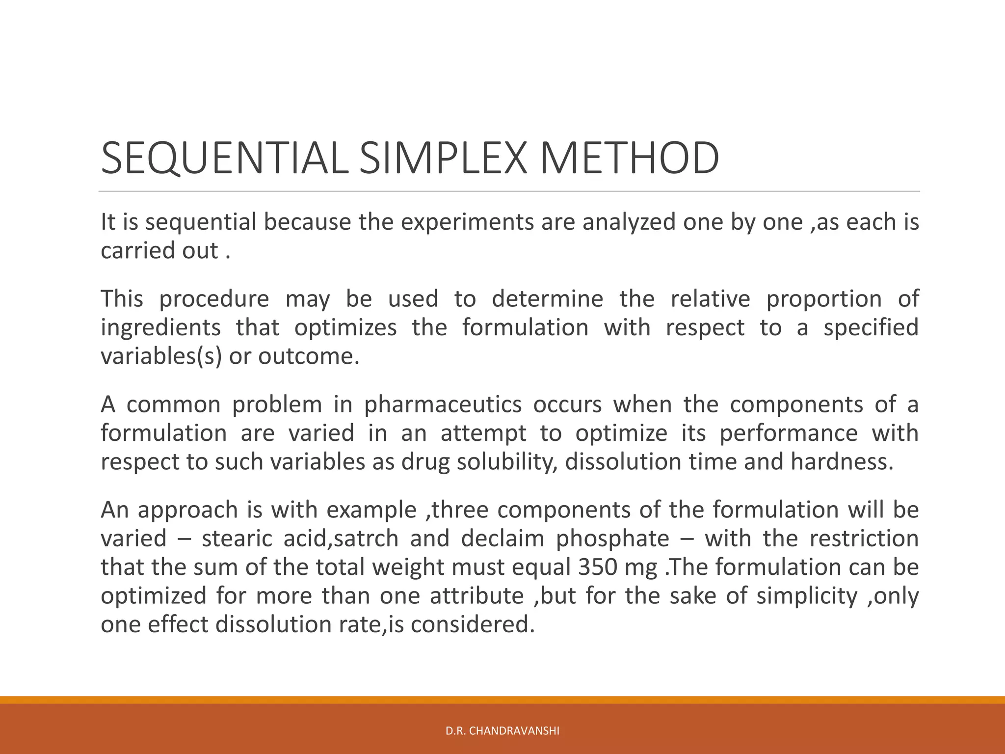 Optimization techniques in formulation Development Response surface methodology | PPT