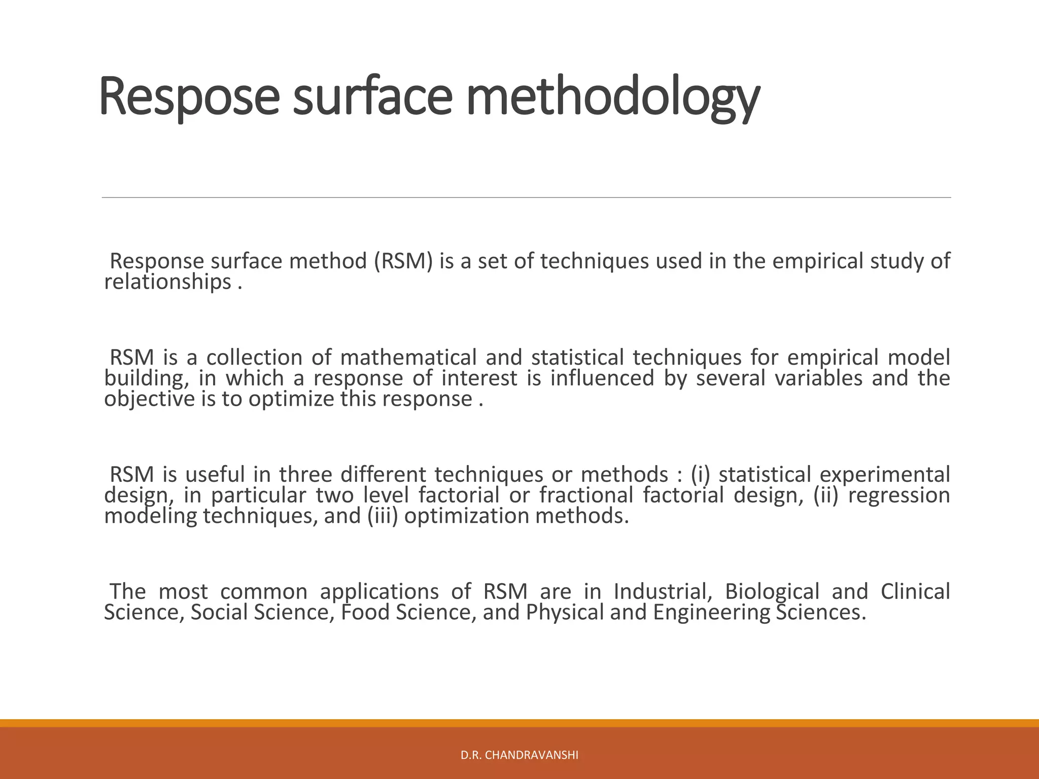 Optimization techniques in formulation Development Response surface methodology | PPT | Physics ...