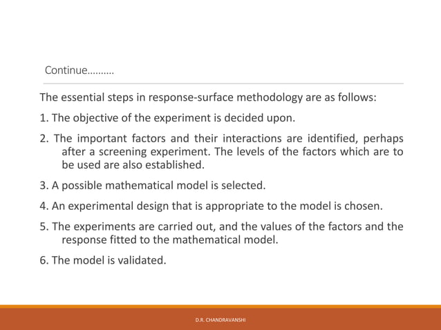 Optimization techniques in formulation Development Response surface methodology | PPT | Physics ...