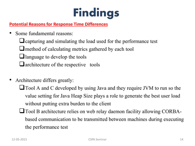 Response time difference analysis of performance testing tools | PPTX ...