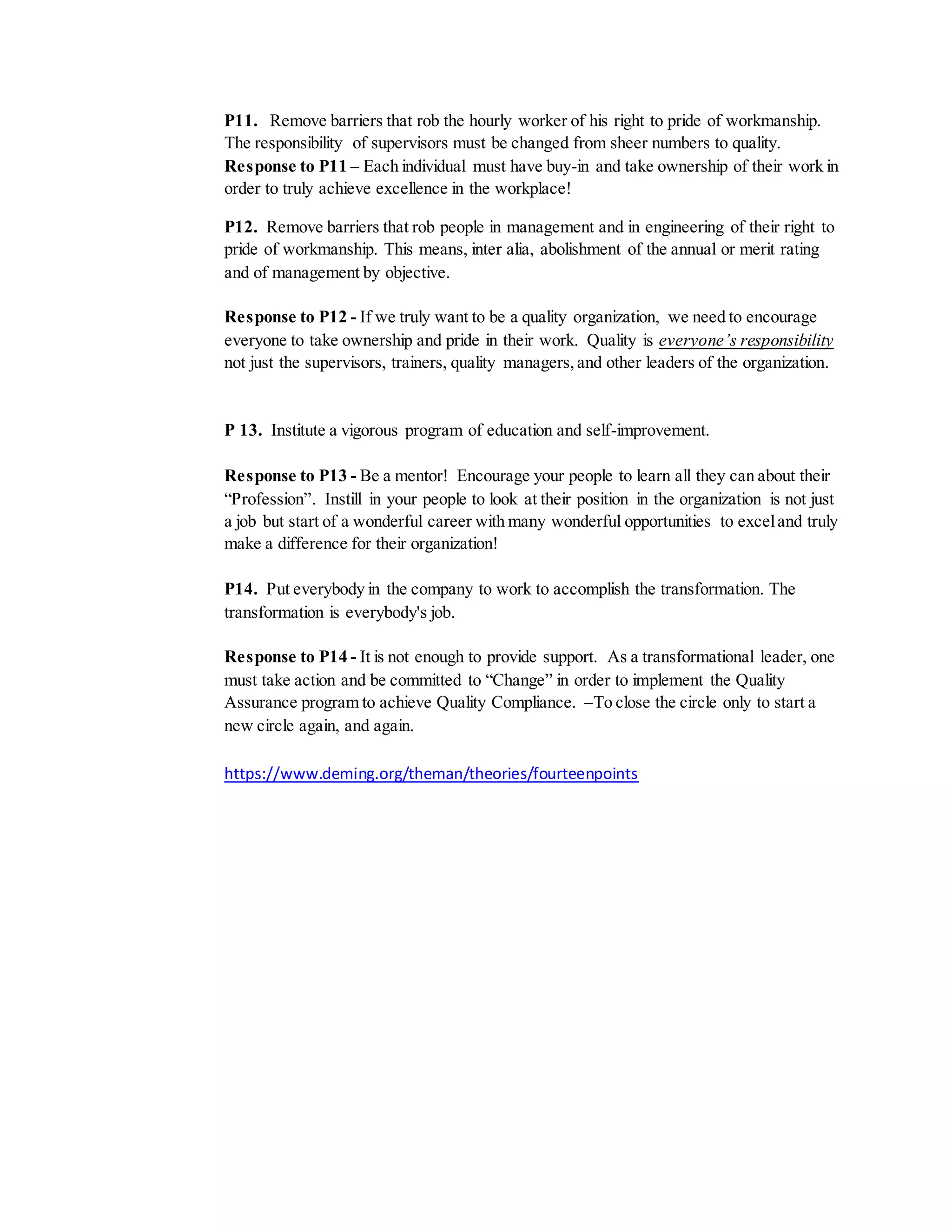 Response to 14 key w edward deming principles 11 3-2016 | DOCX