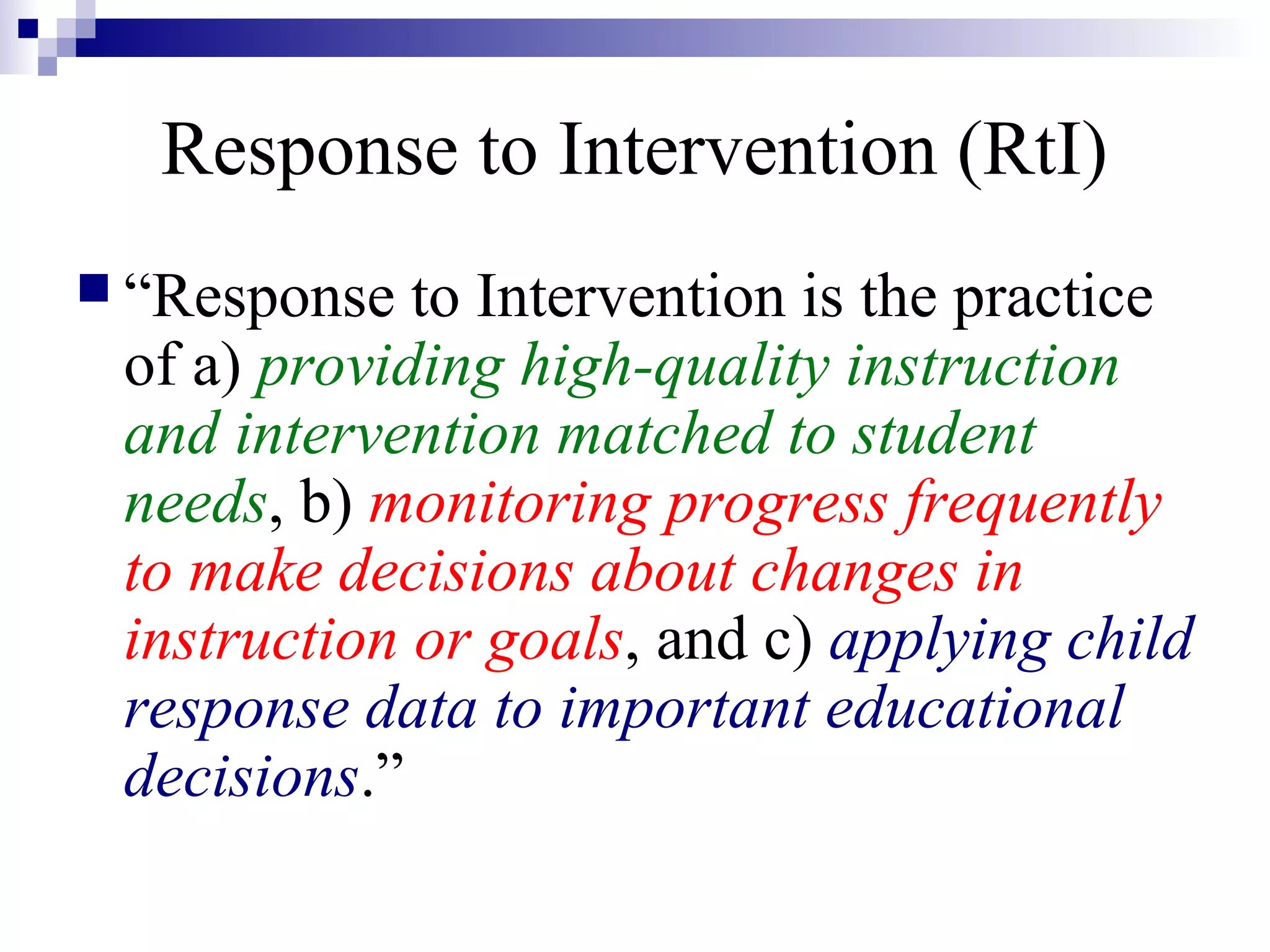 Response to intervention in practice (rti) | PPT | Special Education ...