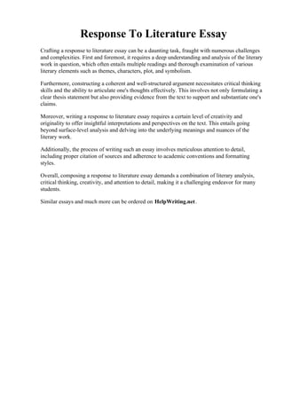 Response To Literature Essay. PPT - NOTES: 4 Writing Types for 7th ...