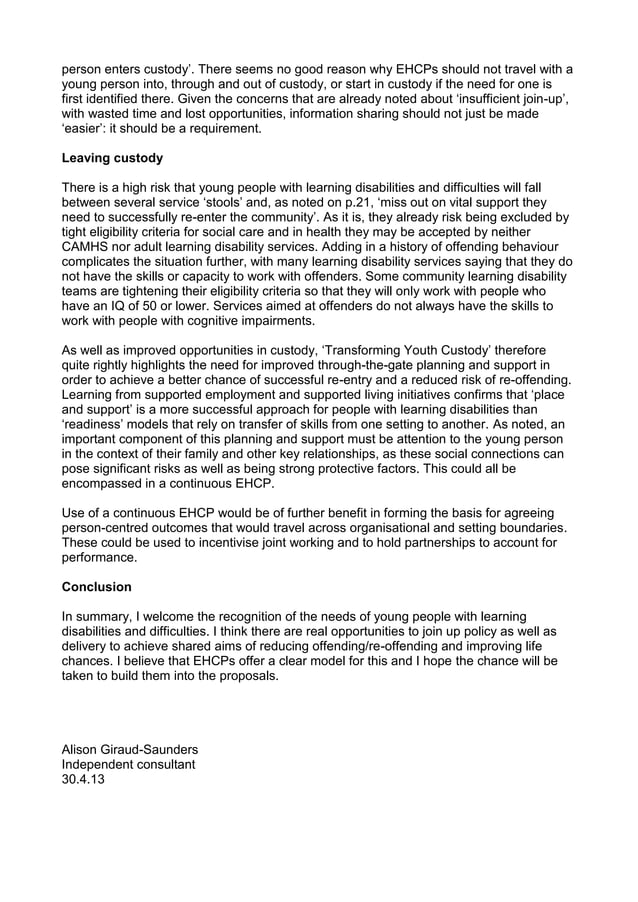 Response to transforming youth custody | DOCX Response to transforming youth custody | DOCX