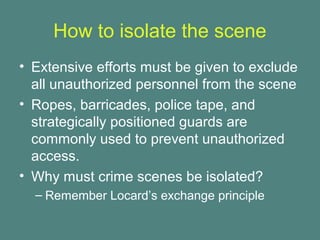 Responsibilities at the crime scene | PPT