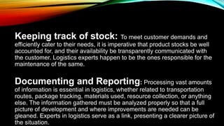 Responsibilities of a logistics expert. | PPTX