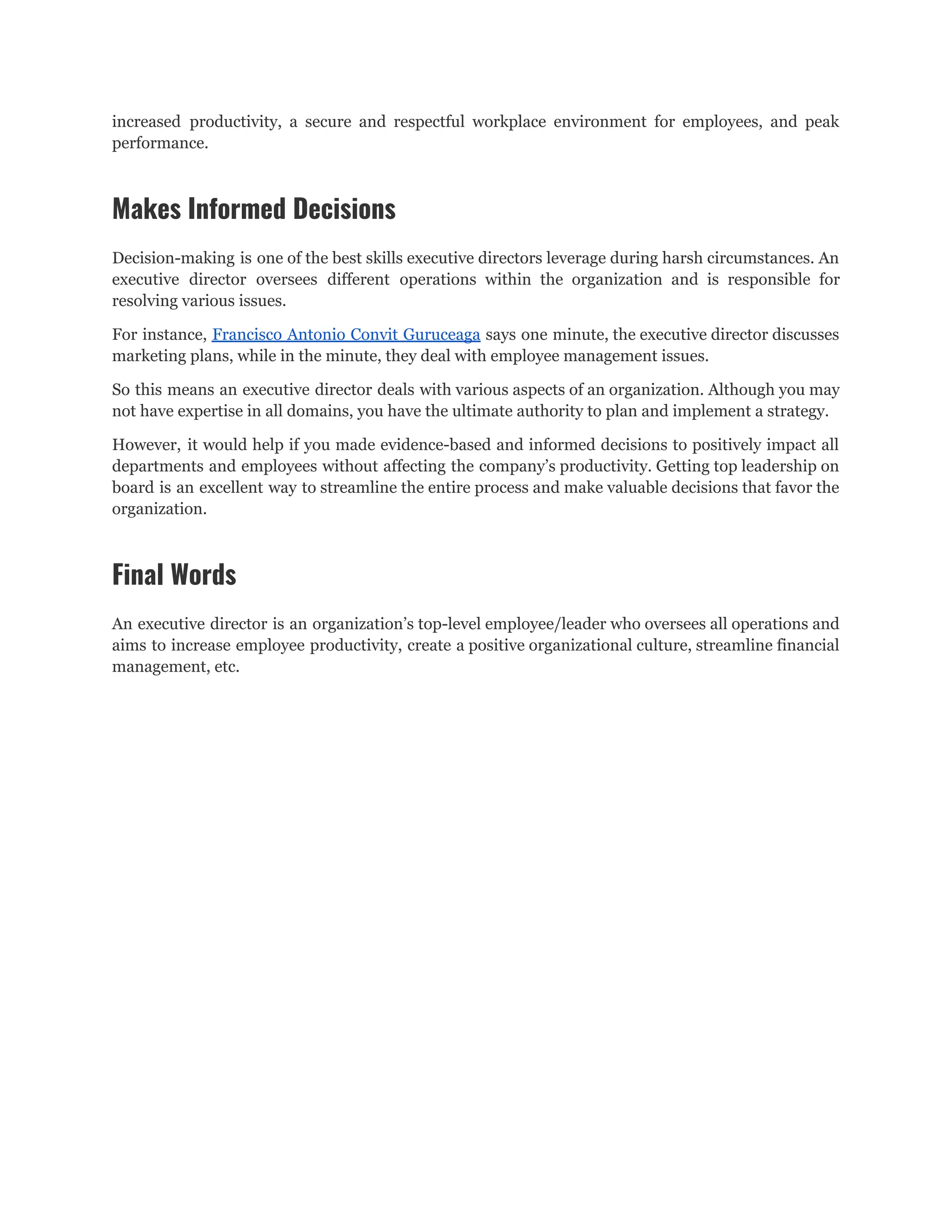 Qualifications Of An Executive Director | PDF