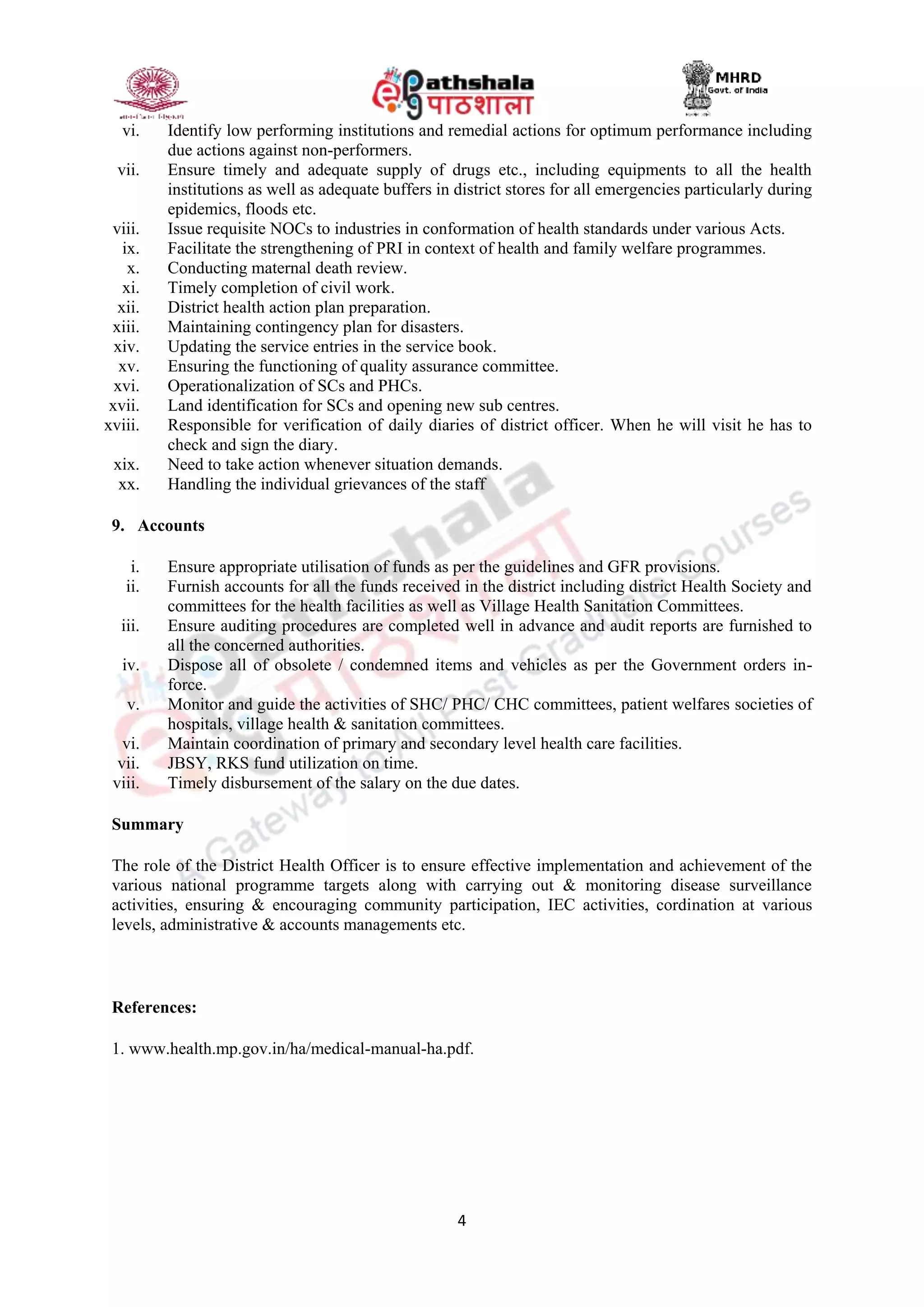 Responsibilities of district health officers | PDF