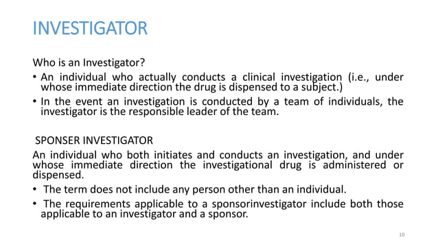 Roles and Responsibilities of sponsor, CRO, and investigator | PPTX