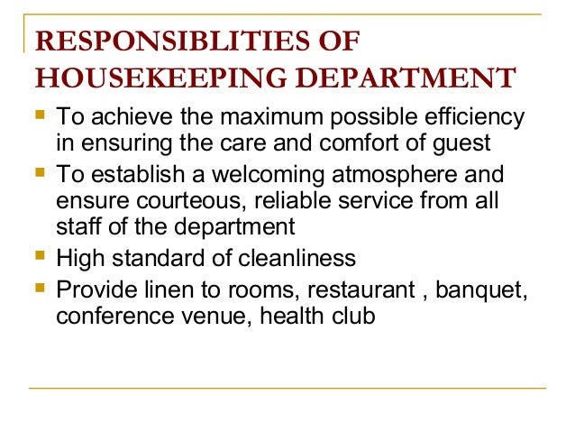 Responsibilities Of The housekeeping department responsibilities-of-the-housekeeping-department