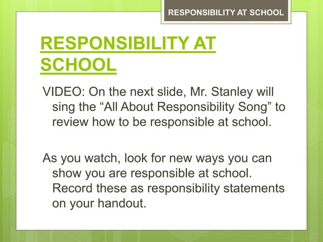BMS Character Education - Responsibility | PPTX | Homework and Study ...