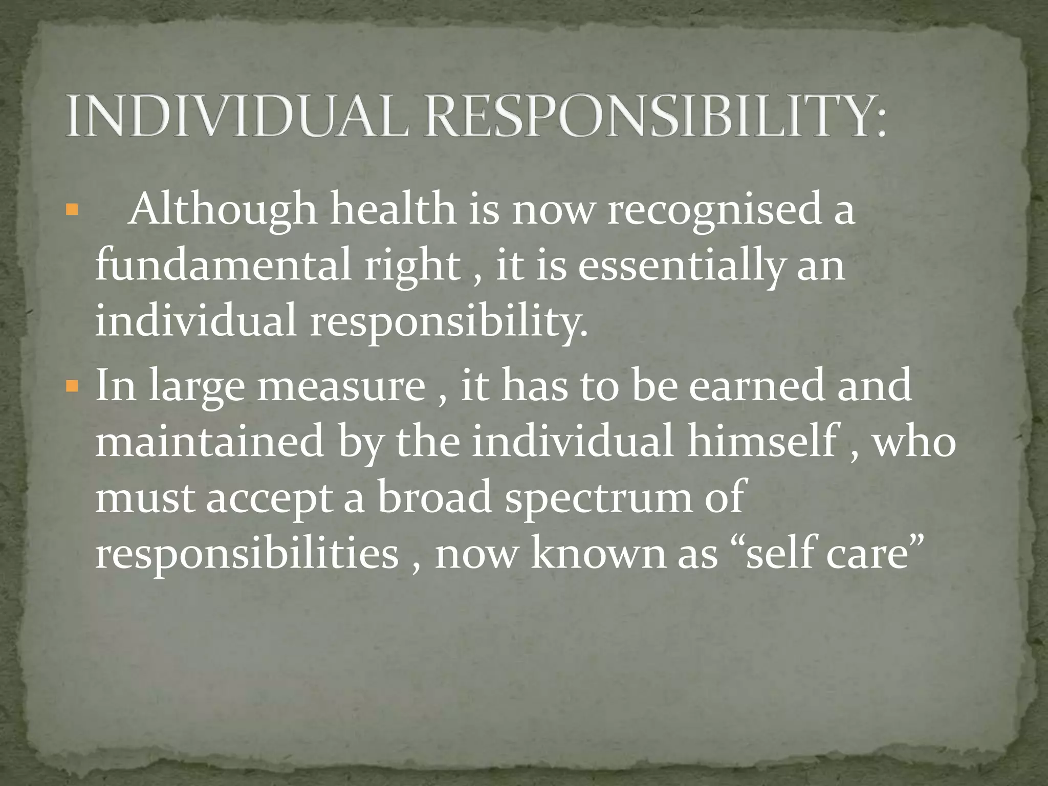 Responsibility for health | PPTX